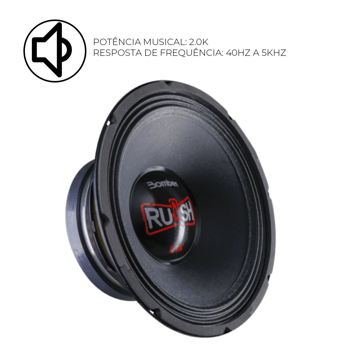 Alto Falante Woofer Preto 12 Polegadas Rush Bomber 1000 Wrms 4 Ohms E ...