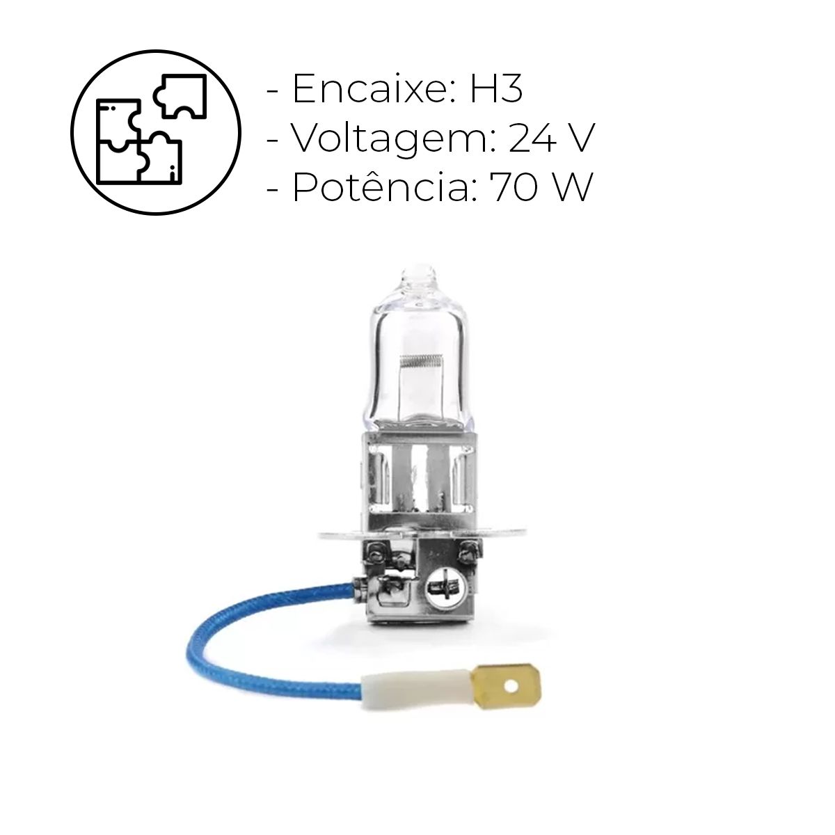 Lâmpadas Halógenas H3 2 Unidades Linha Code 24V Potência De 70W ...
