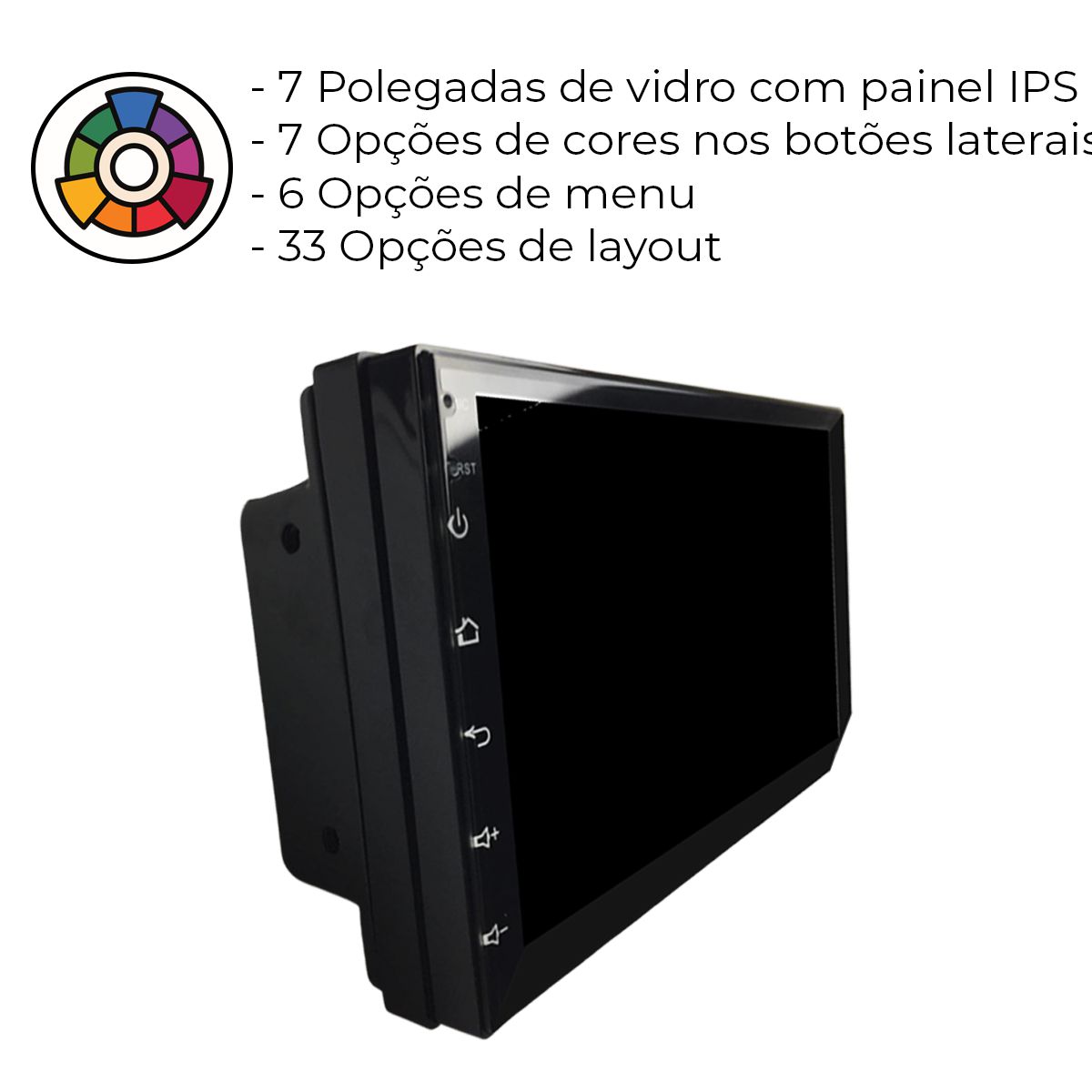 Central Multimídia Android 7 Polegadas com Wi-fi Gps Espelhamento Celu ...