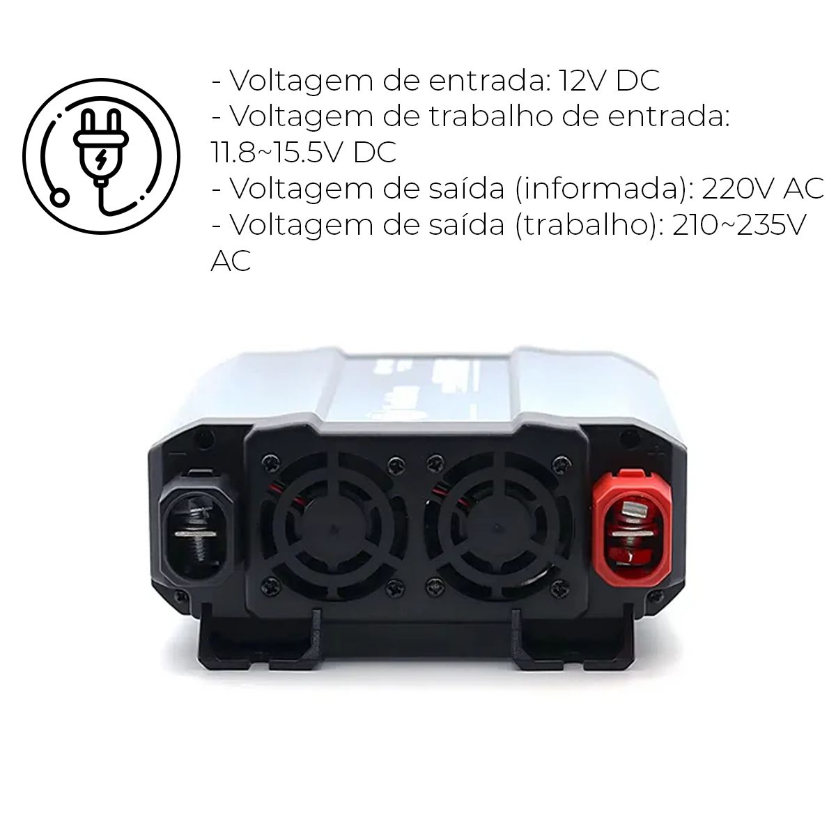 Inversor De Voltagem Potência 1200W 12V-220V Tech One Tomada De ...