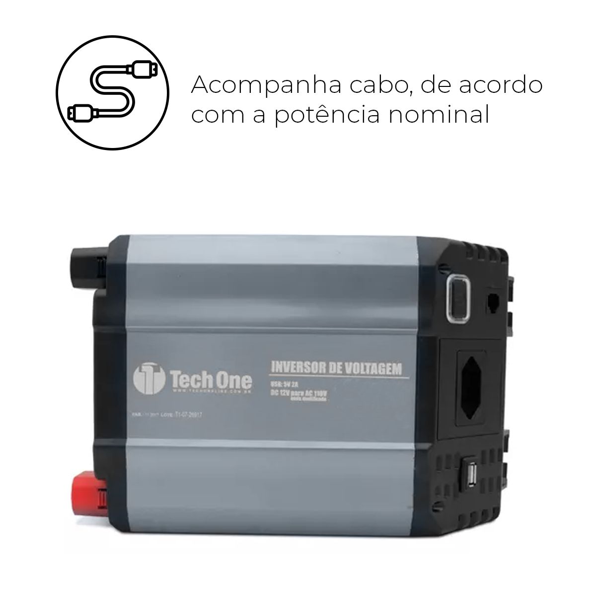 Inversor De Voltagem Potência 1200W 12V-220V Tech One Tomada De ...