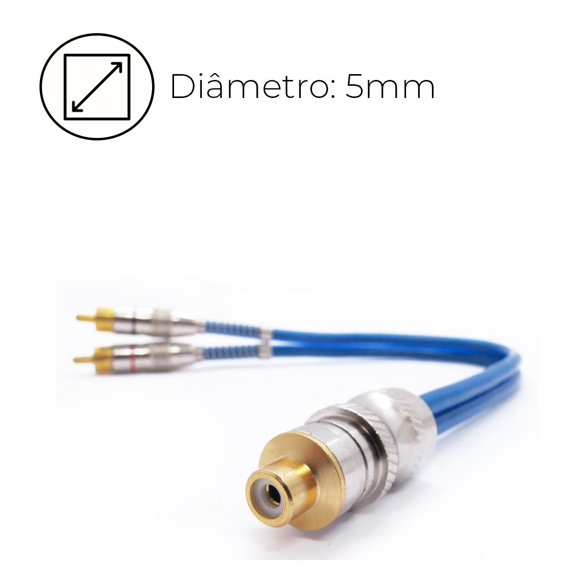 Cabo Y Plug Metal 5mm Linha Svart Transparente Azul 2 Fêmeas 1 Macho ...