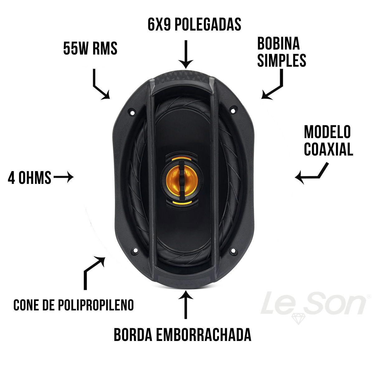 Alto Falante 6x9 Gold Quadriaxial 110W RMS - Leson - Auto Equip