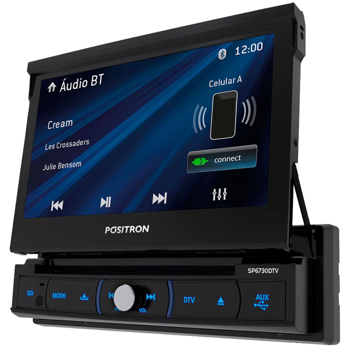 Multimídia DVD Tela Retrátil 1 Din 7 Polegadas Com Tv Digital e Touch ...