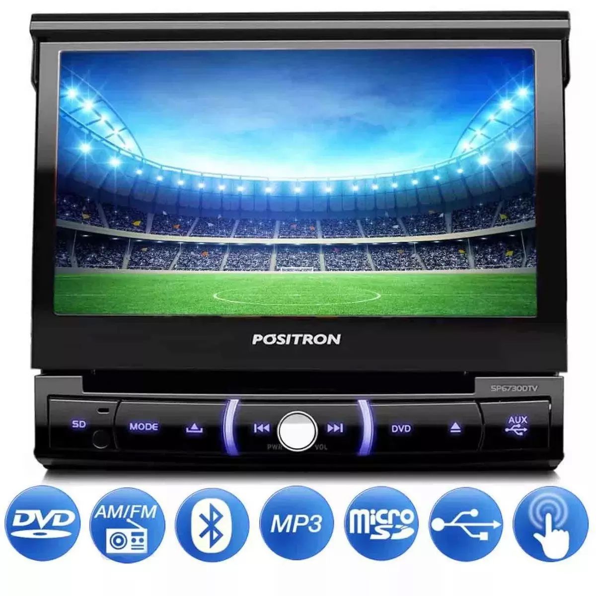 Multimídia DVD Tela Retrátil 1 Din 7 Polegadas Com Tv Digital e Touch ...