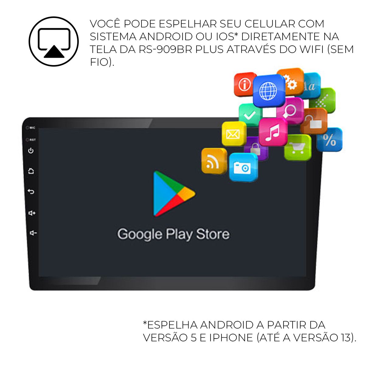 Multimídia Android 9" Plus Roadstar Com Bluetooth WiFi E GPS + Câmera ...