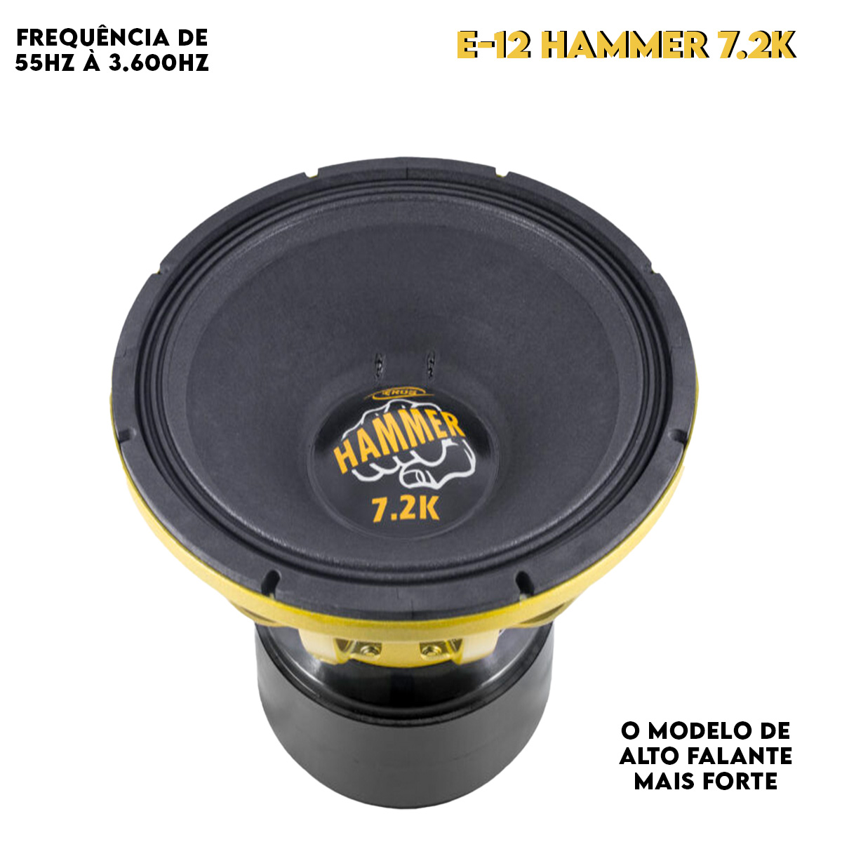 Alto Falante Woofer 12 Polegadas Eros Hammer 7.2K 3.600w RMS 4 Ohms - Auto Equip