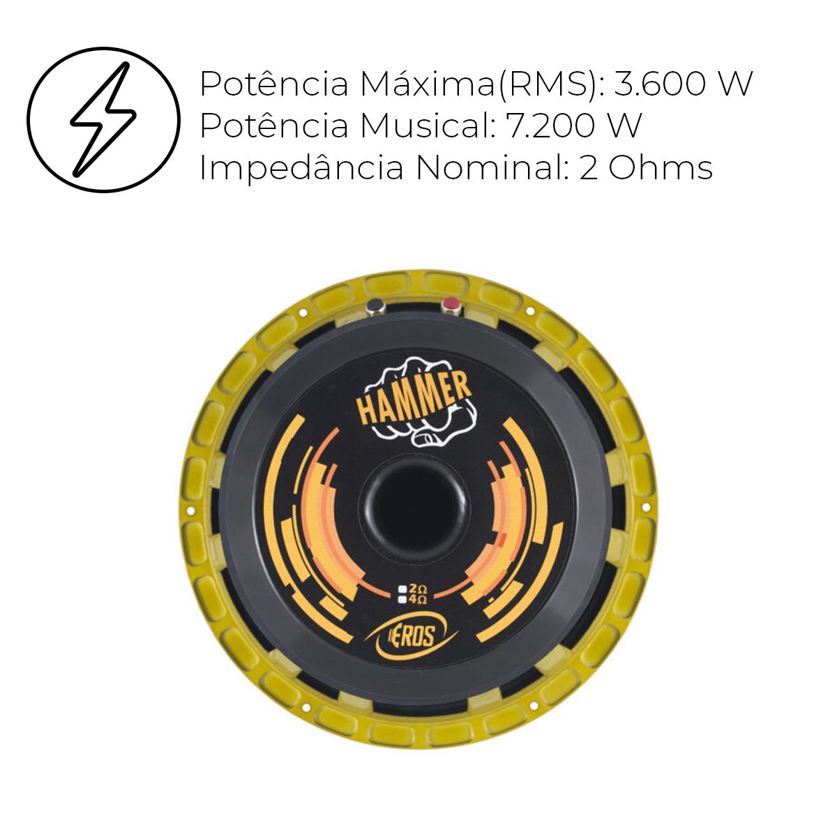Alto Falante 12 Polegadas Potente Hammer Xbass Eros Com Potência De 3.600w RMS E Impedância ...