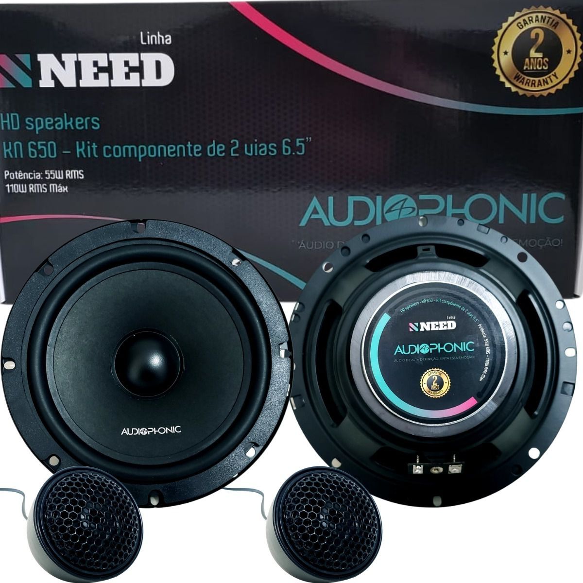 Kit 2 Vias Audiophonic Novo Need Kn650 6 Polegadas 110w Rms - Auto Equip