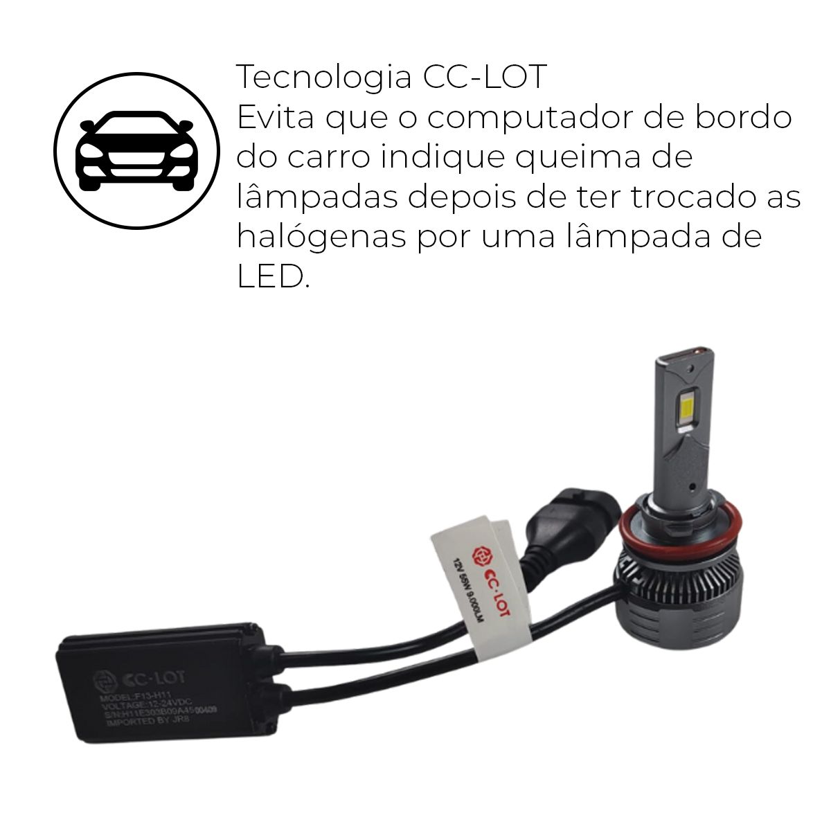 Lâmpadas Led Cc-Lot Black Diamond HB3/H16 Jr8 6000K 9000Lm Vida Útil 30 ...