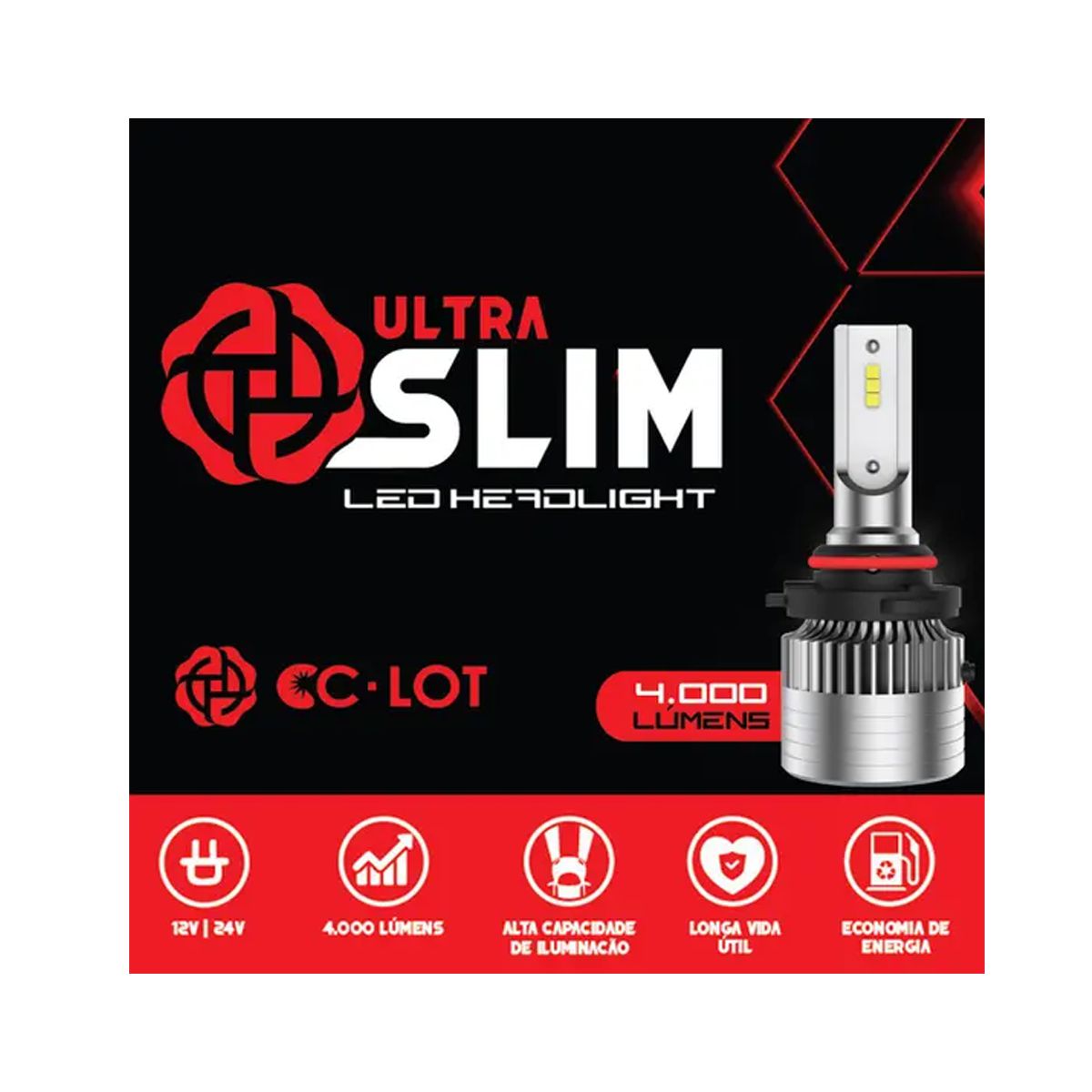 Lâmpadas Ultra Slim Encaixe HB3/H9012/H16 Jr8 Cc-lot Led Possui Canbus ...