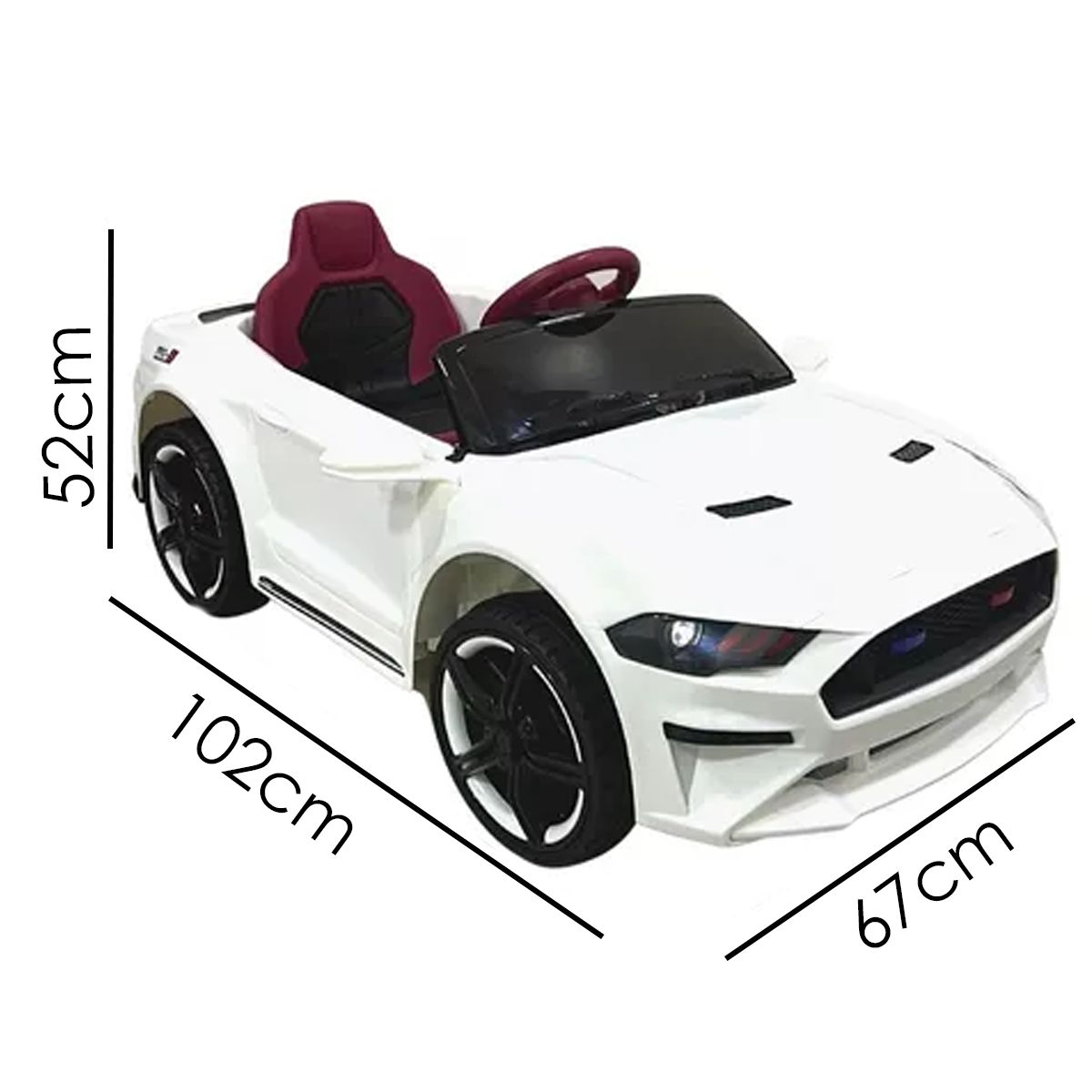 Carrinho Elétrico Infantil Mustang Com Controle Recarregável 6v Branco ...