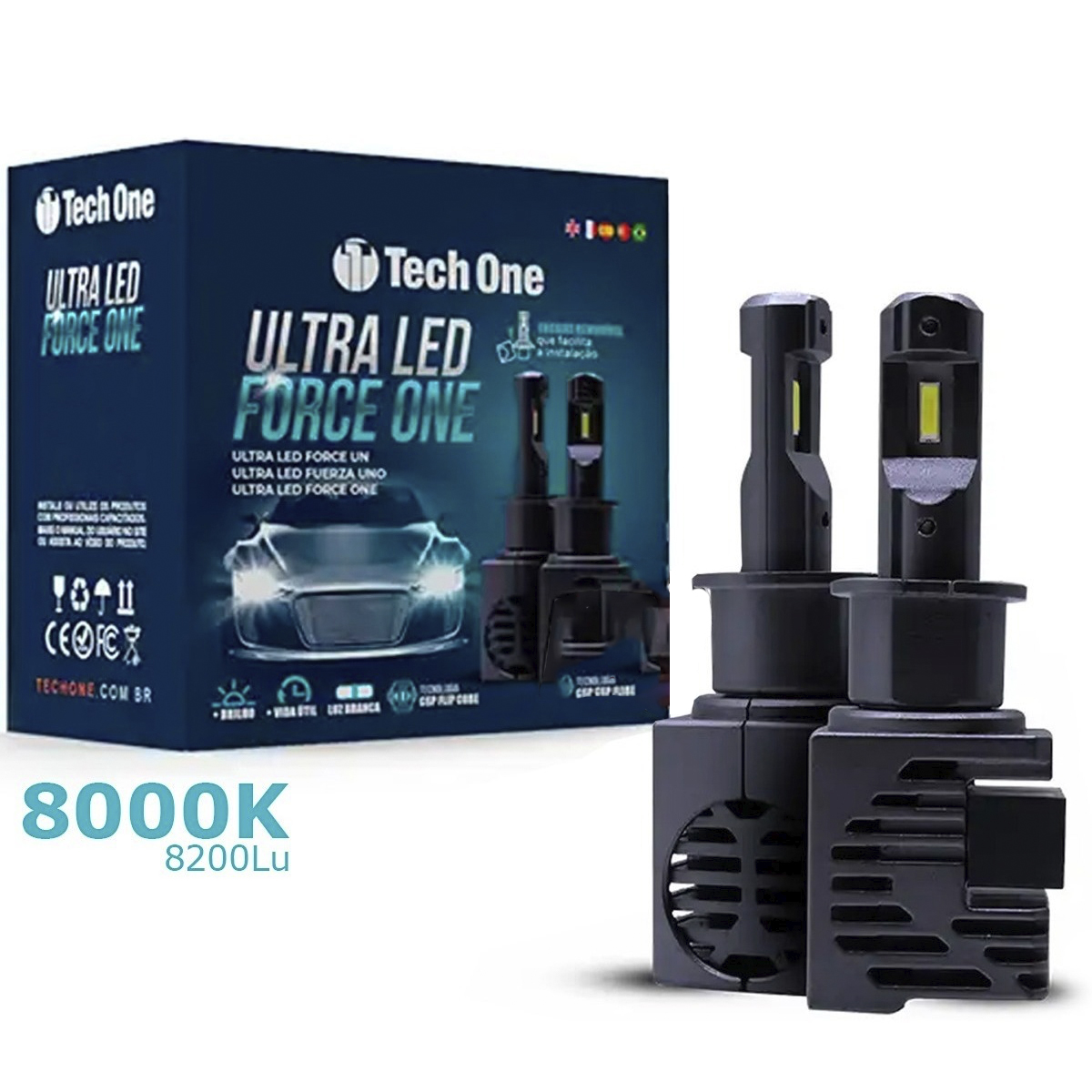 Par Lâmpada Ultraled Force 8200 Lúmens 8000k Todos Encaixes - Tech One ...