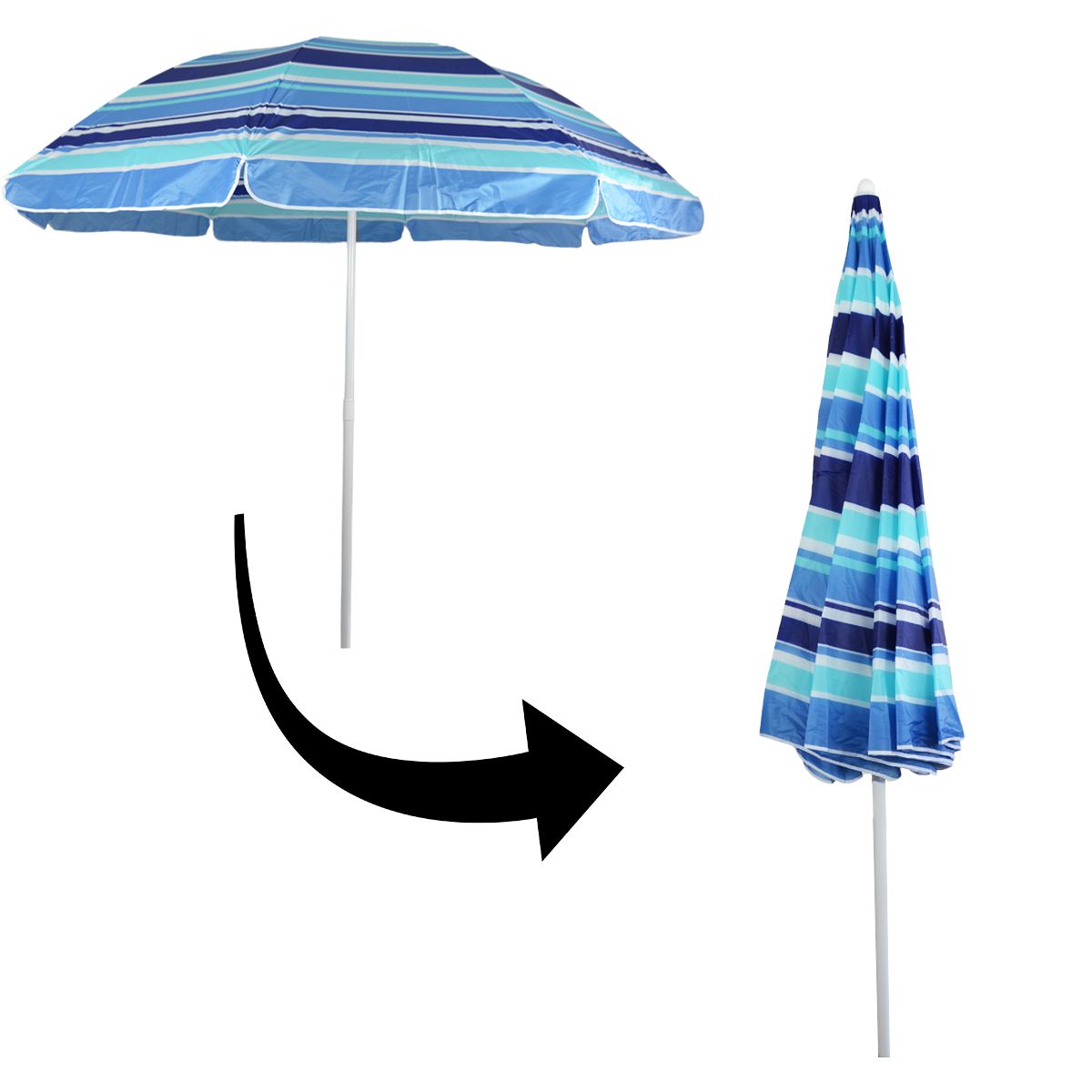 Guarda Sol Grande Para Praia Piscina Verão 240cm Azul Listrado Com ...