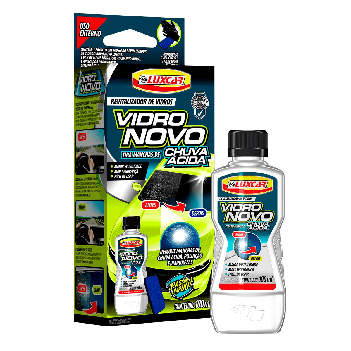 Removedor Limpador de Chuva Ácida e Repelente de Água Em Vidro 100ml ...