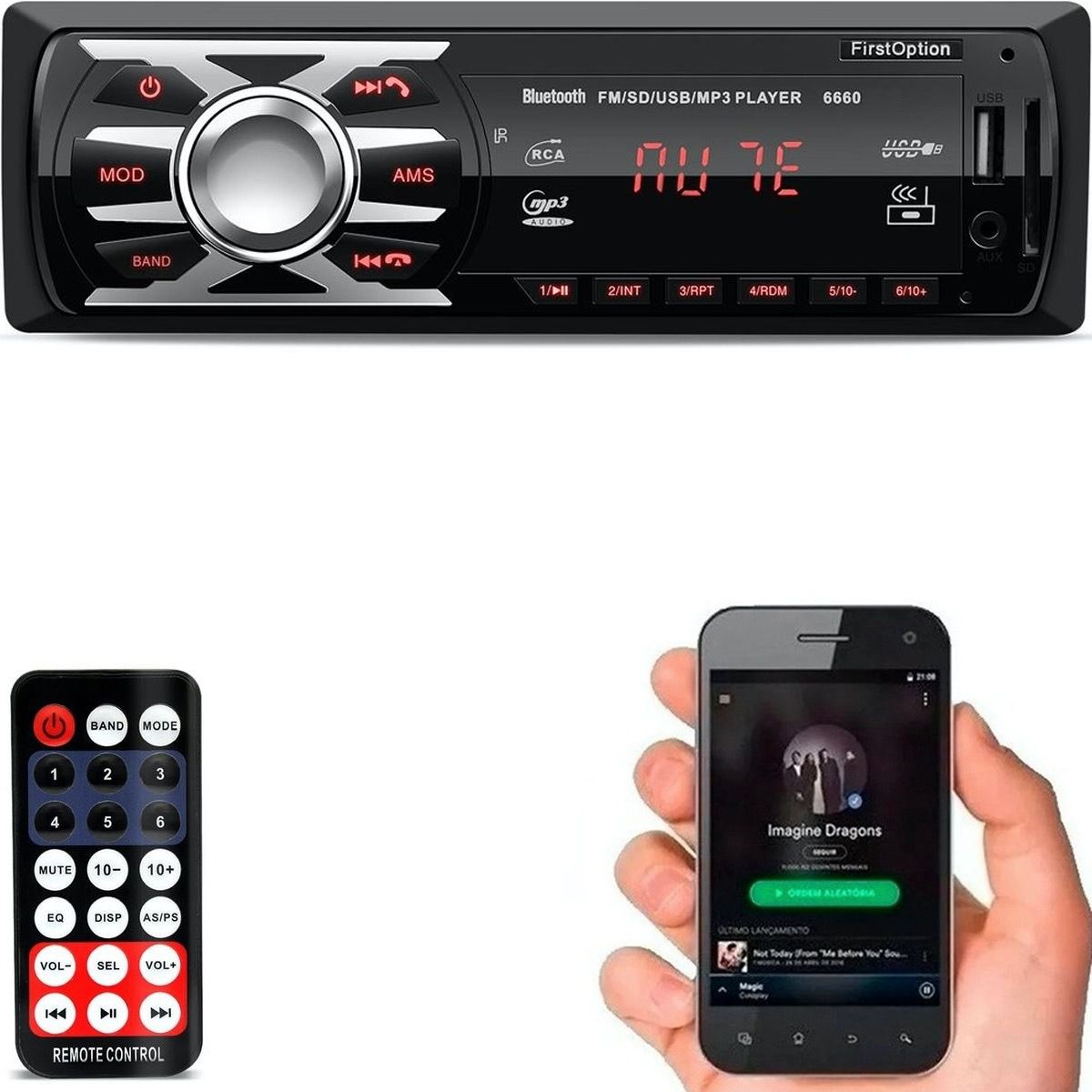 Par De Auto Falantes 6 Polegadas 140w + Radio Bluetooth USB 1DIN MP3 SD ...