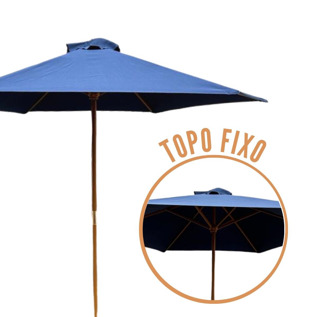 Ombrelone Azul 2 Metros Diametro Em Madeira Tecido Poliéster Qualidade ...