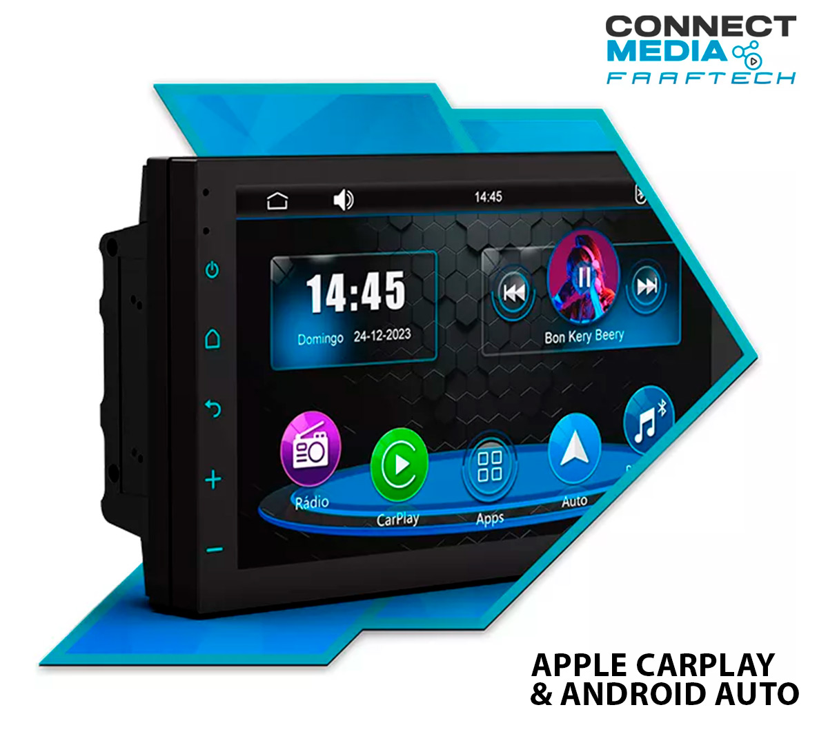 Multimídia 7 polegadas Carplay Android Auto Espelhamento Apps Faaftech - Auto Equip