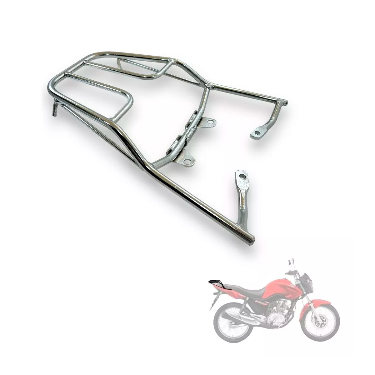 Bagageiro Para Moto Pro Tork BA-113HC Sansão Titan/Fan Cromado - Auto Equip