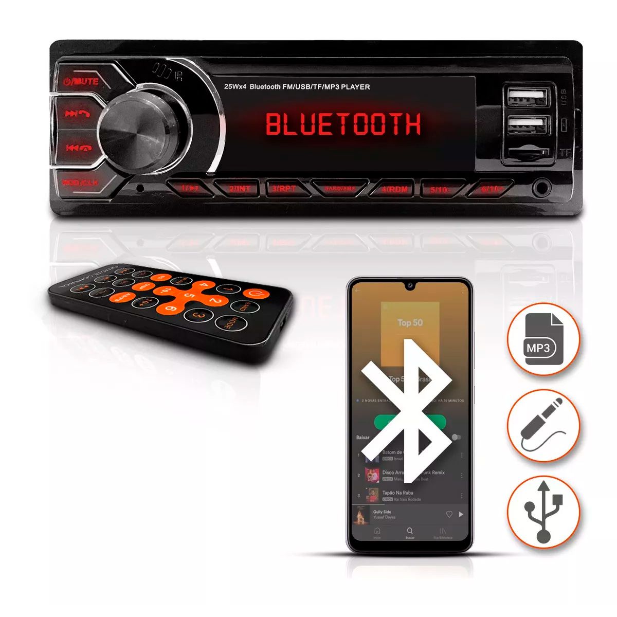 Som Automotivo Radio AM/FM First Option 5599 USB Bluetooth SD Card 4 ...