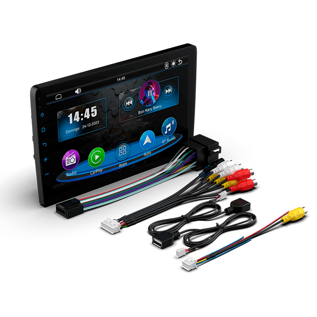 Central Multimídia Mp5 BT USB 2 Din Faaftech CM9 9 Polegadas Connect + Moldura Padrão Chinês ...