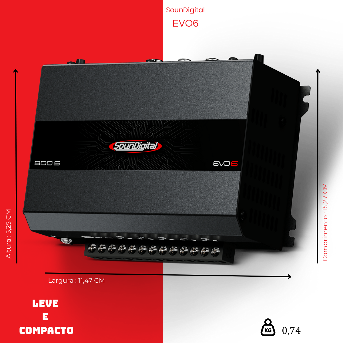 Módulo Amplificador EVO6 800.5-4 Ohms Bridge 800 WRMS 5 Canais Tecnologia Exclusiva ...