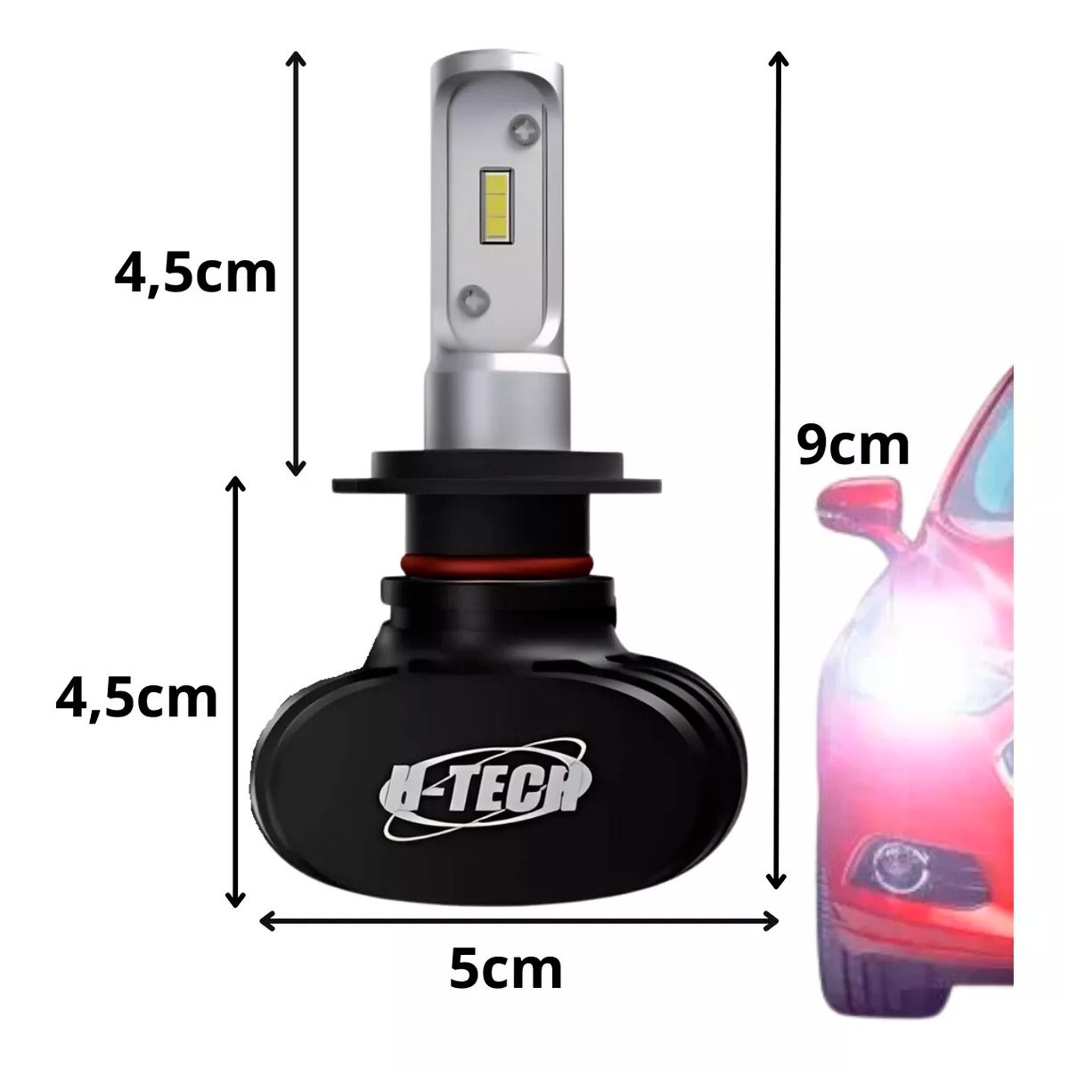 Par de Lâmpadas Super Led H1 Automotivo 8000 Lumens Temperatura de Calor 6000K 20W - H Tech ...