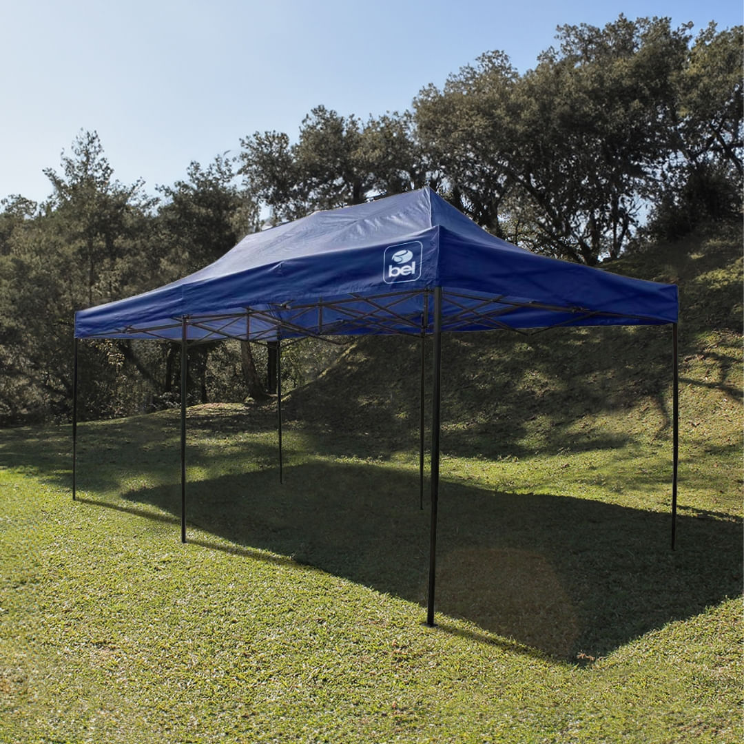 Tenda Gazebo Dobrável Pagoda 3m x 6m Oxford Azul ou Preto Bel Estrutura ...