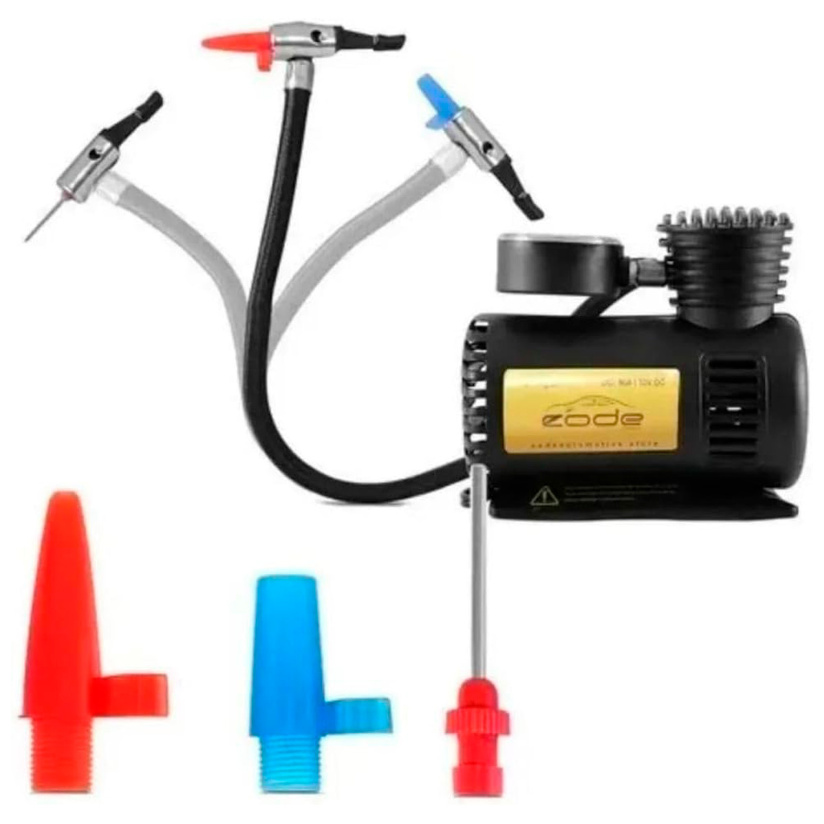 Mini Compressor Ar Portátil 300psi 12V Mangueria 45cm 3 Bicos ...