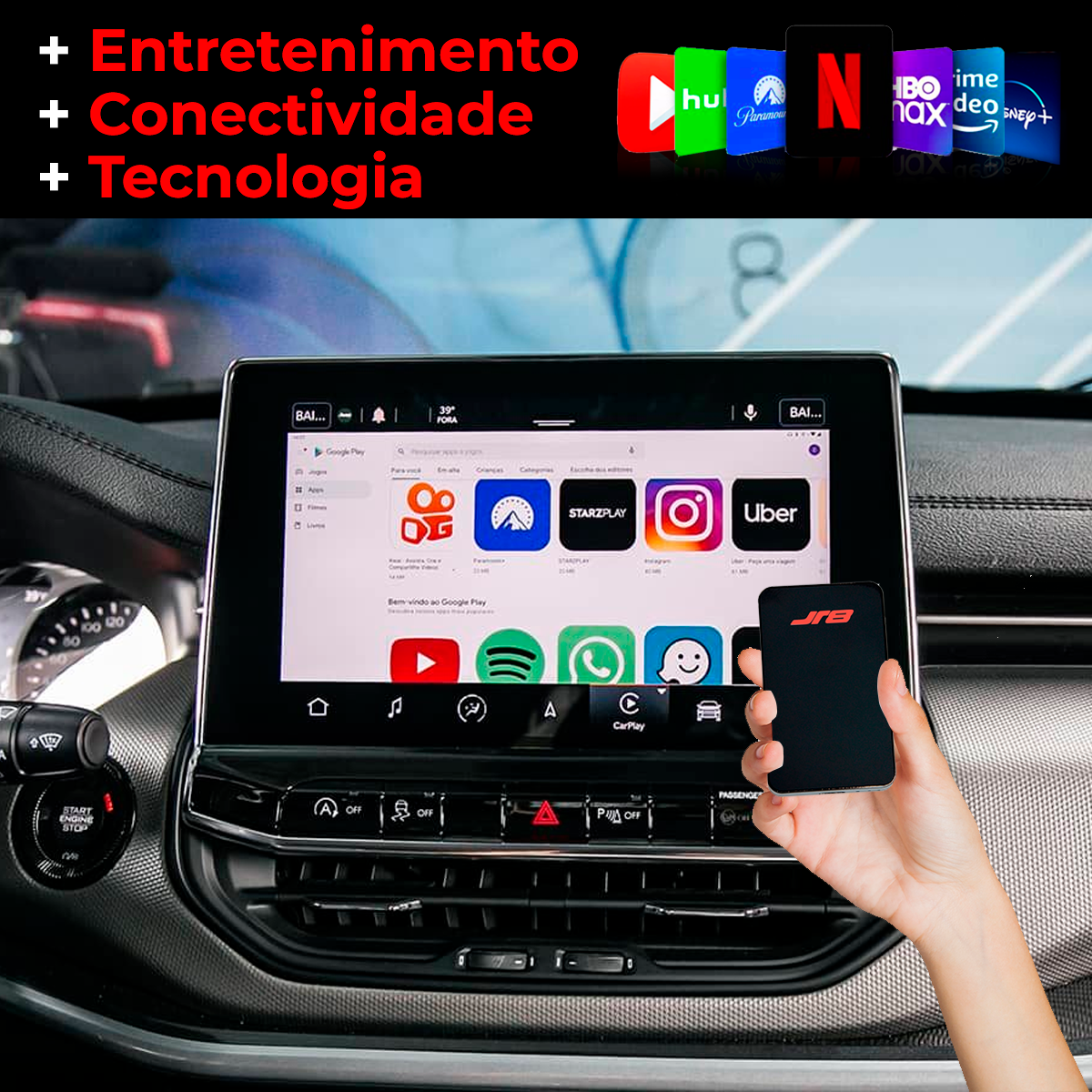 Streaming Box Carros Audi CarPlay Bluetooth Wifi 64GB 4GB Ram Android ...