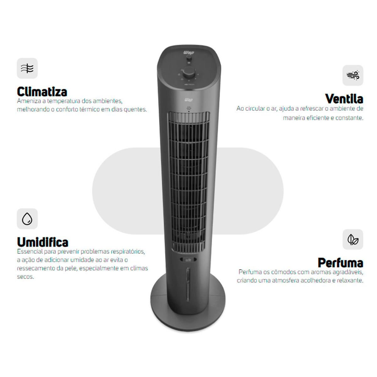 Climatizador Umidificador De Ar Difusor Wap Air Fresh 4 Em 1 De Torre ...