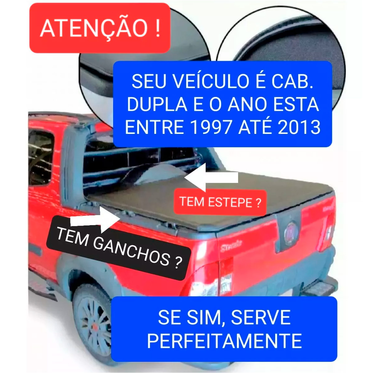 Capota Lona Marítima Fiat Strada Working 1998 a 2013 C/ Estepe ...