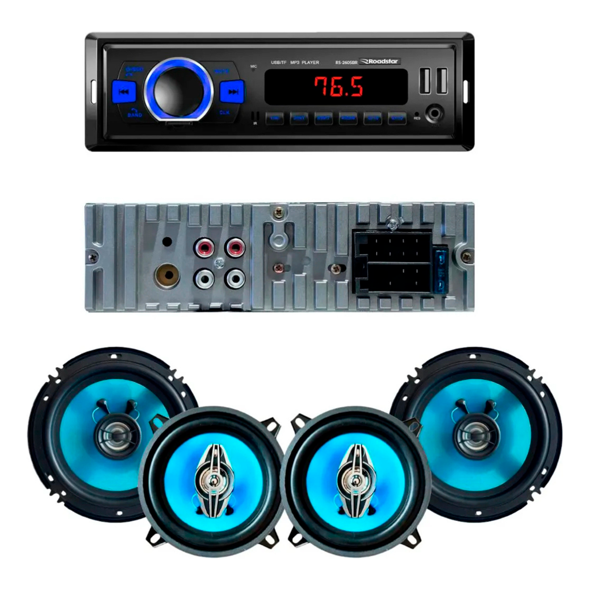 Kit Auto Rádio Automotivo + 2 Alto Falantes 6" + 2 Alto Falantes 5 ...