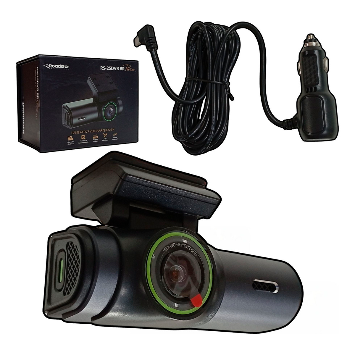 Câmera Veicular Dash Cam Dianteira com DVR QHD 2.5K RS-25DVR BR Pro Line - Roadstar - Auto Equip