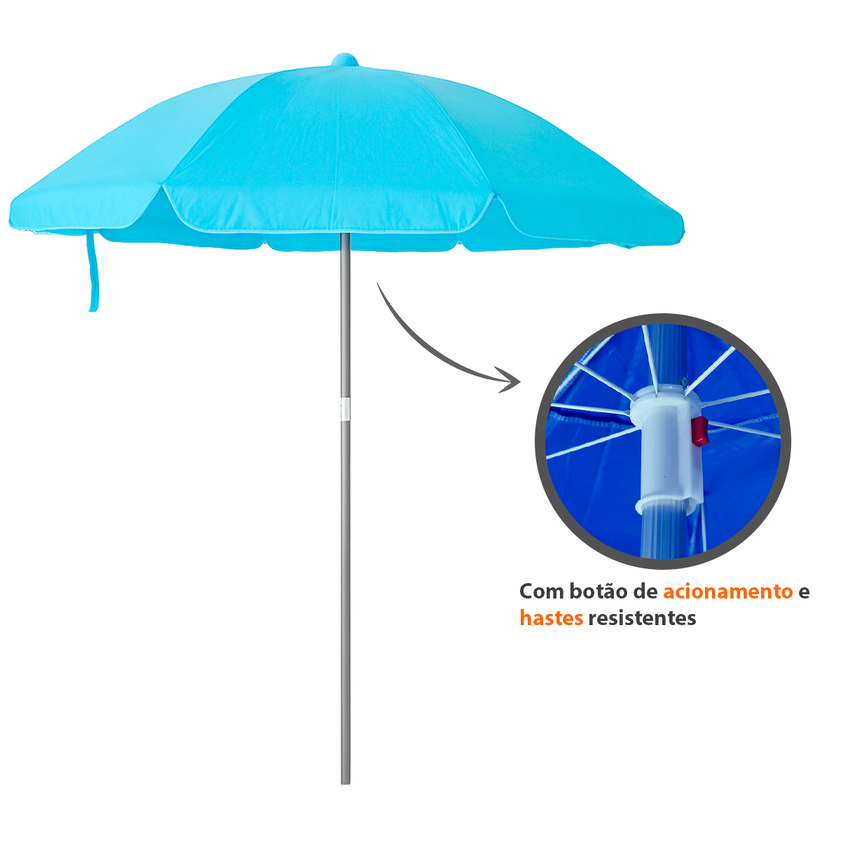 Guarda-sol Bagum Premium Gigante 1,8m Piscina Praia Pesca Camping Grande Azul Bebe - Mor - Auto ...