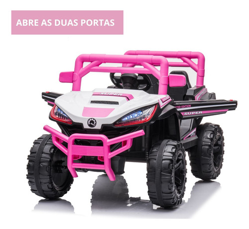 Carrinho Infantil Utv 12v Rosa Com Controle Luzes Som Usb E Balanço ...