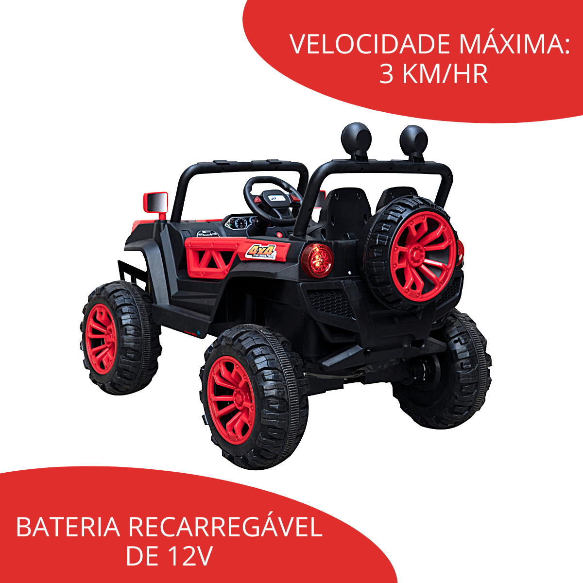 Mini Carrinho UTV Quadriciclo Elétrico Infantil 12V com Controle e 2 ...