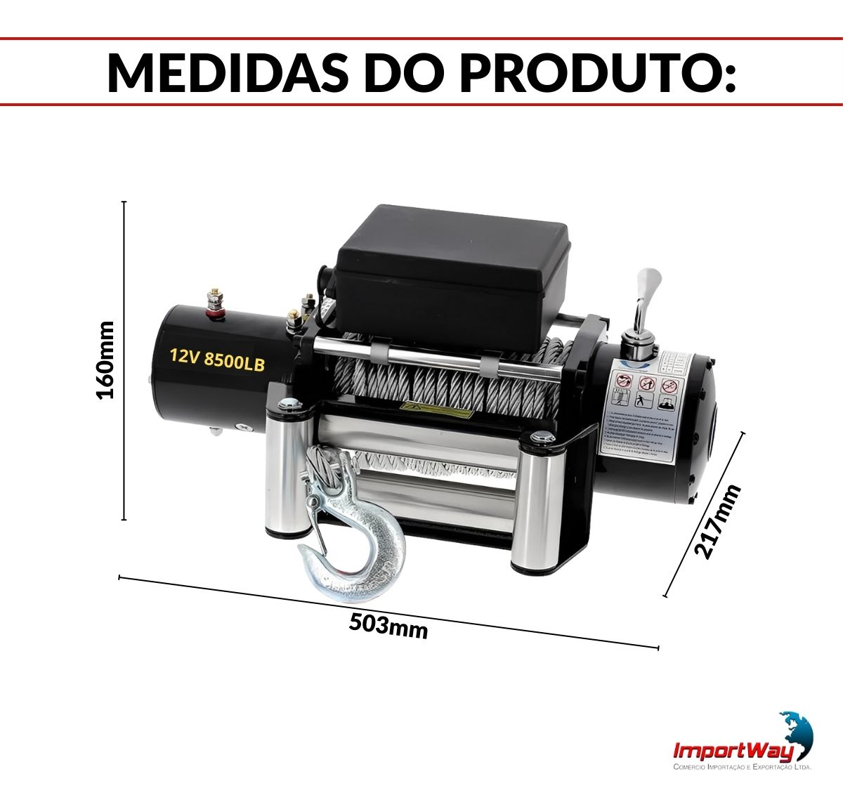 Guincho Elétrico 12v 8500lb Com Controle Remoto Sem Fio Ideal Para Off ...