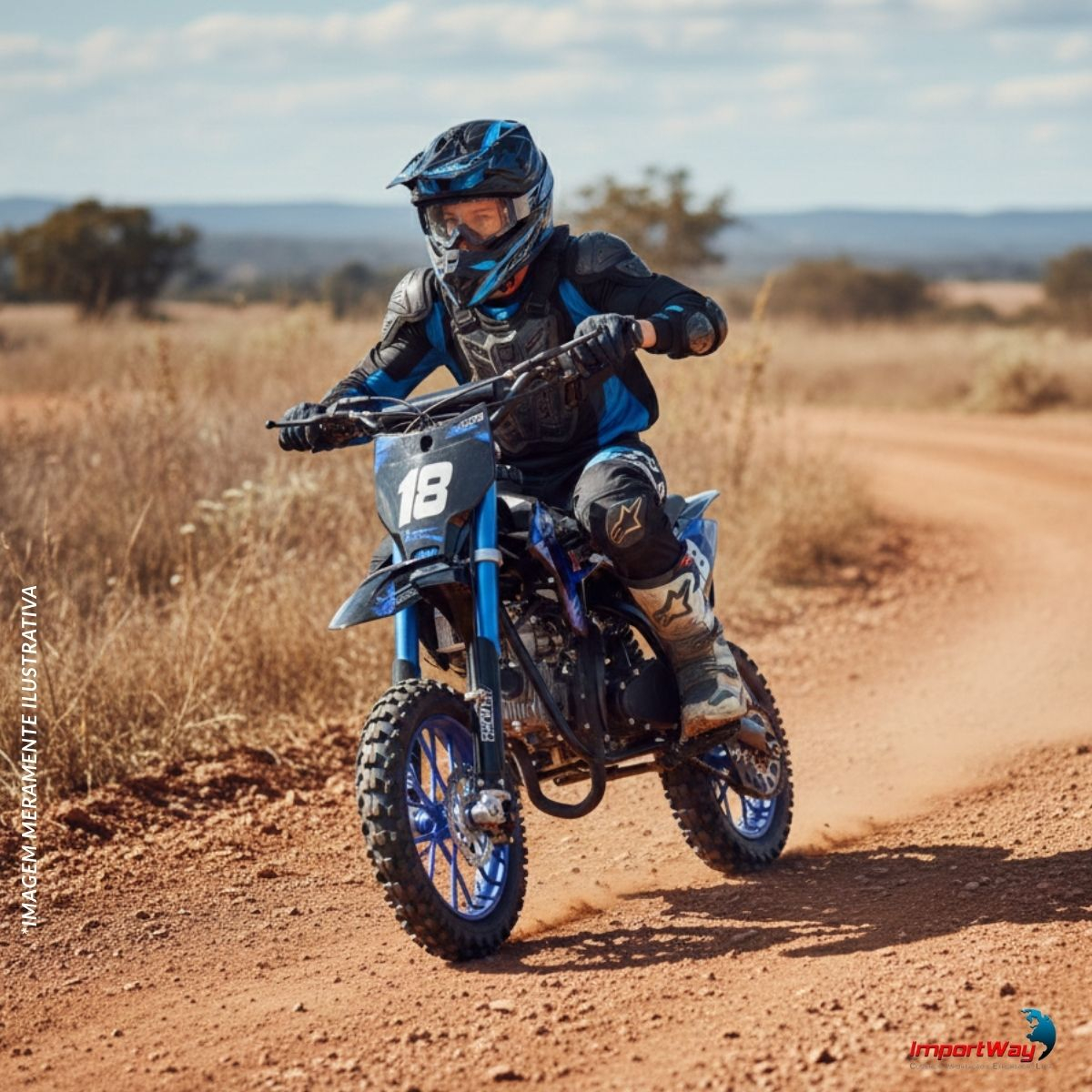 Mini Moto Gasolina Dirt 49cc Partida Elétrica Azul Ideal Para Aventura ...