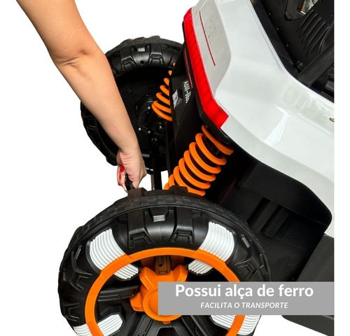 Carrinho Utv Elétrico Infantil 12v Branco Com Controle Remoto, Luz, Som ...