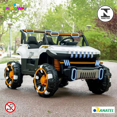 Carrinho Utv Elétrico Infantil 12v Branco Com Controle Remoto, Luz, Som ...