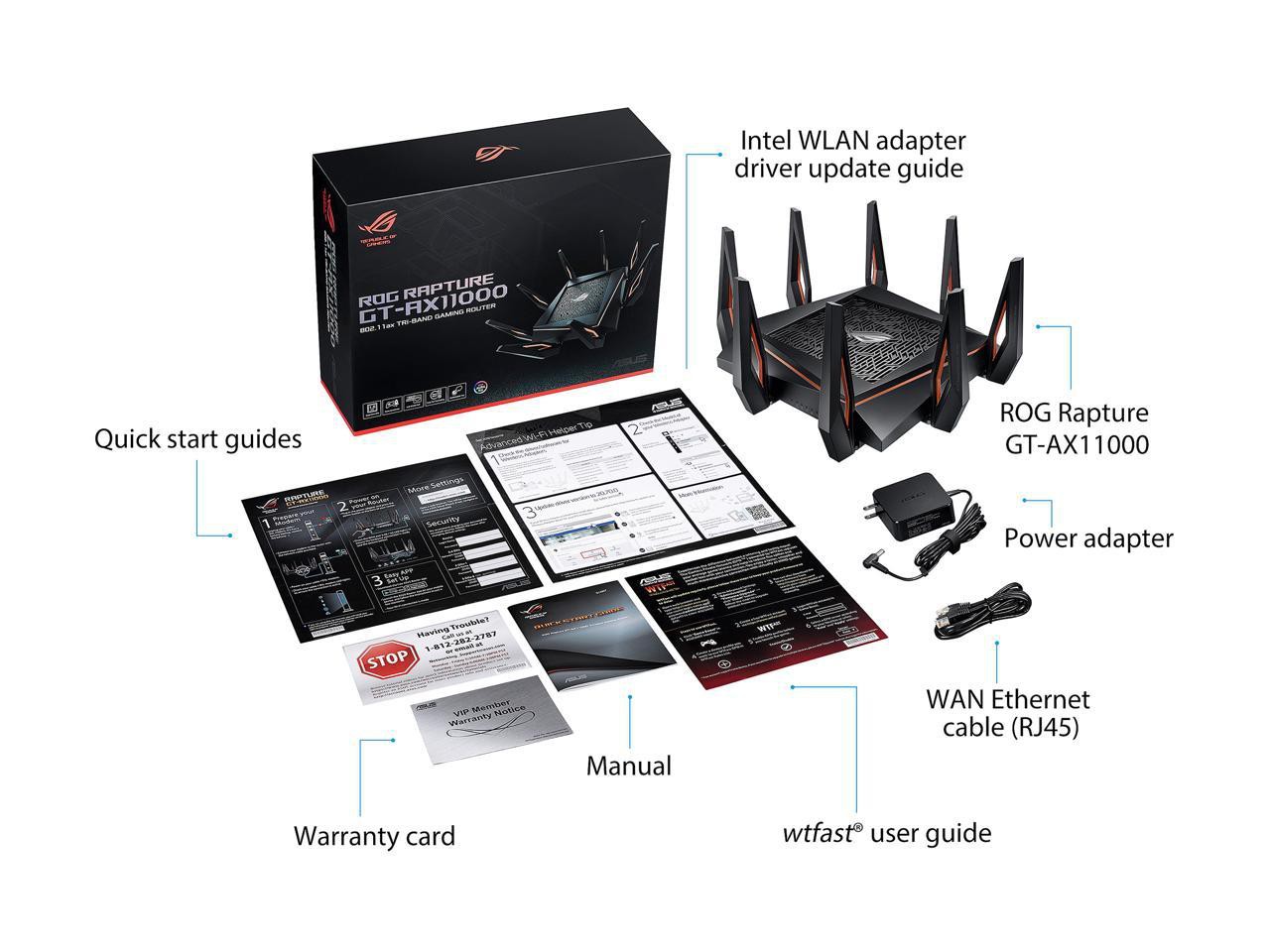 ROTEADOR ASUS ROG RAPTURE GT-AX11000 TRI BAND 10 GIGABIT WiFi6 802.11AX ...
