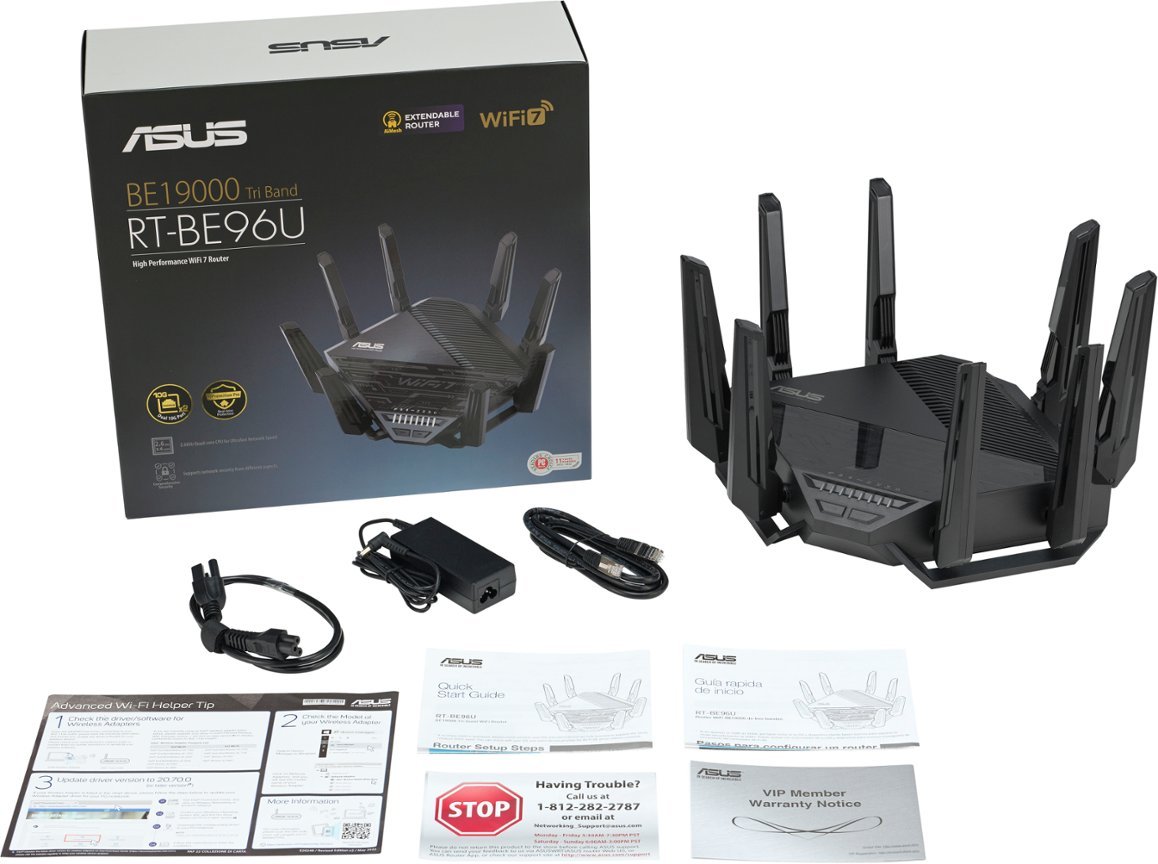 ROTEADOR ASUS RT-BE96U BE19000 802.11BE TRI-BAND PERFORMANCE WIFI 7 ...