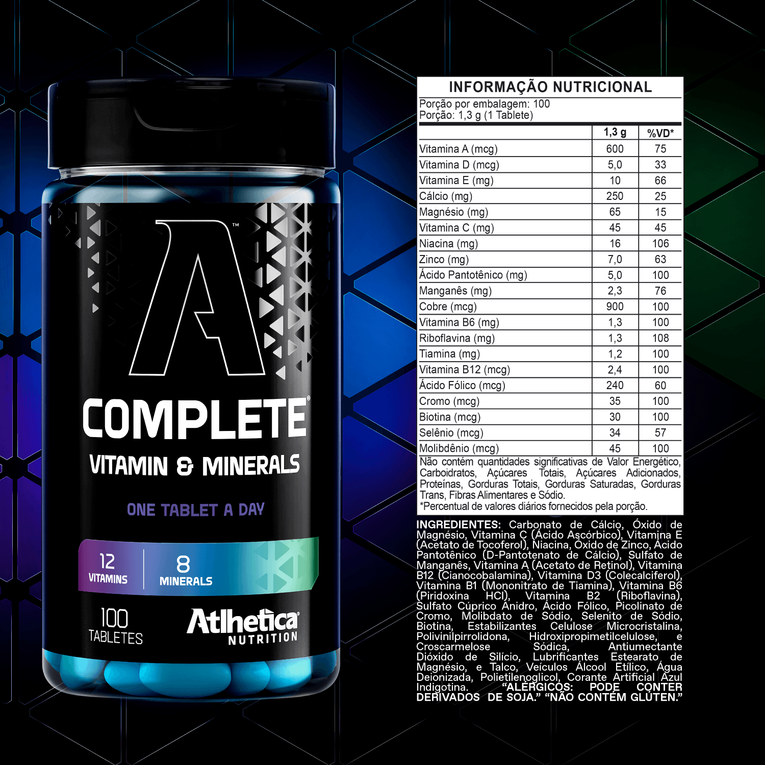 Multivitamínico Complete Vitamin & Mineral - 100 Tabletes - Athletica ...