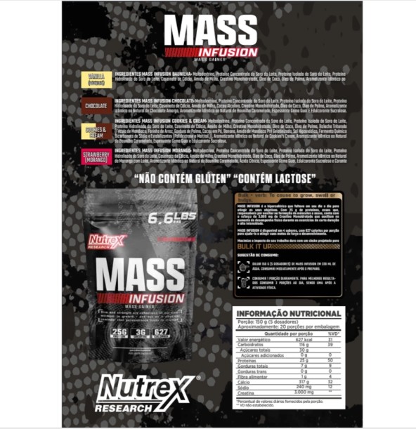 Mass Infusion 3Kg Baunilha Nutrex - Armazém Pura Saúde