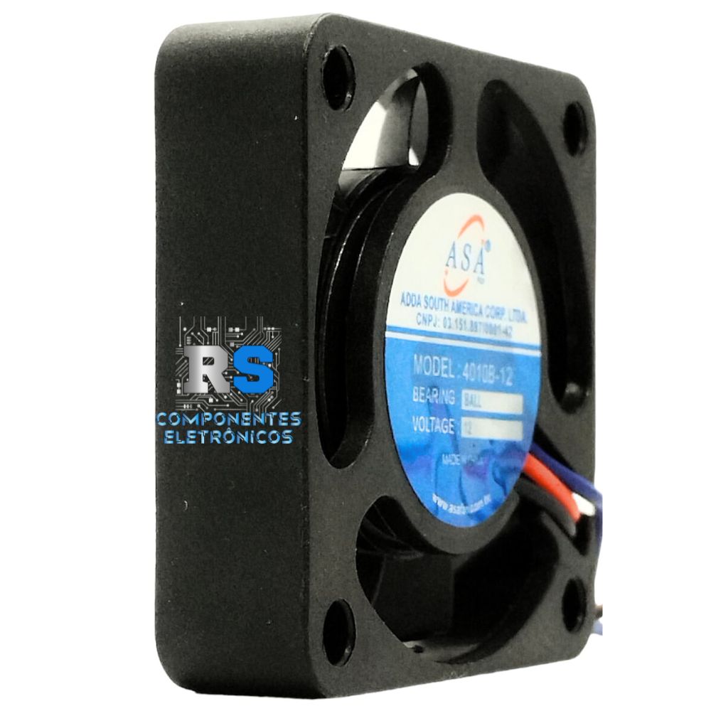 MICRO VENTILADOR 4010B 40X40X10 12V 0,12AMP 6000RPM C/R 3 FIOS - RS ...