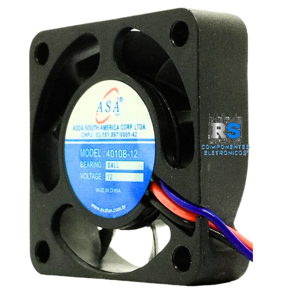 MICRO VENTILADOR 4010B 40X40X10 12V 0,12AMP 6000RPM C/R 3 FIOS - RS ...