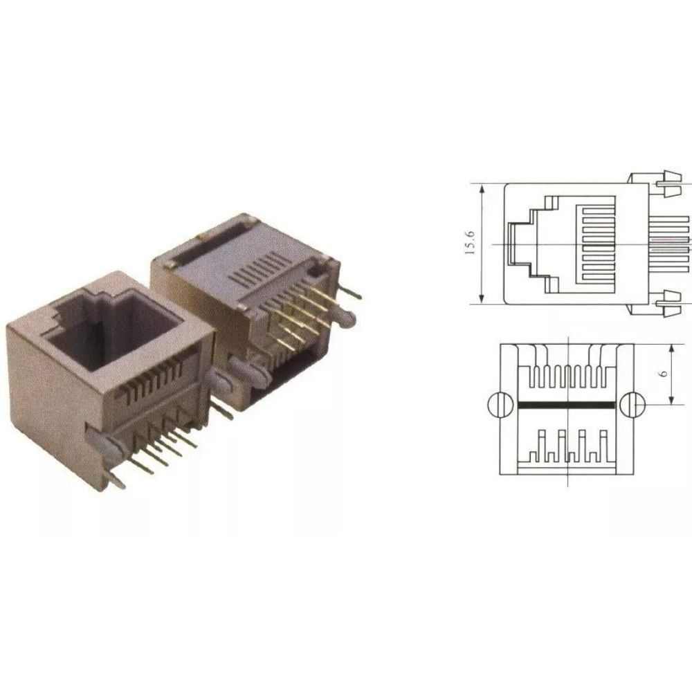 MODULAR JACK RJ45 FÊMEA BLINDADO 8P8C 90G 55-11 - RS COMPONENTES ...