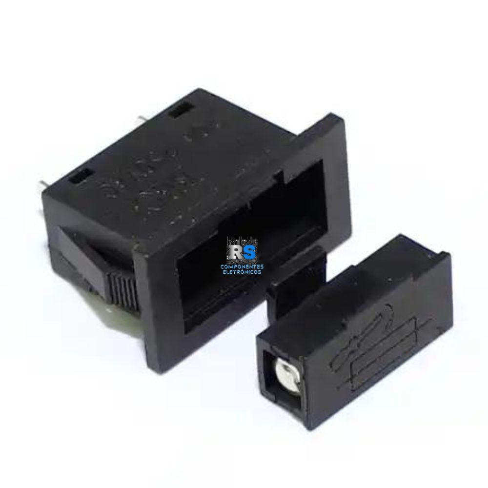 PORTA FUSIVEL RETANGULAR PAINEL PRETO BF-020 - RS COMPONENTES ELETRÔNICOS