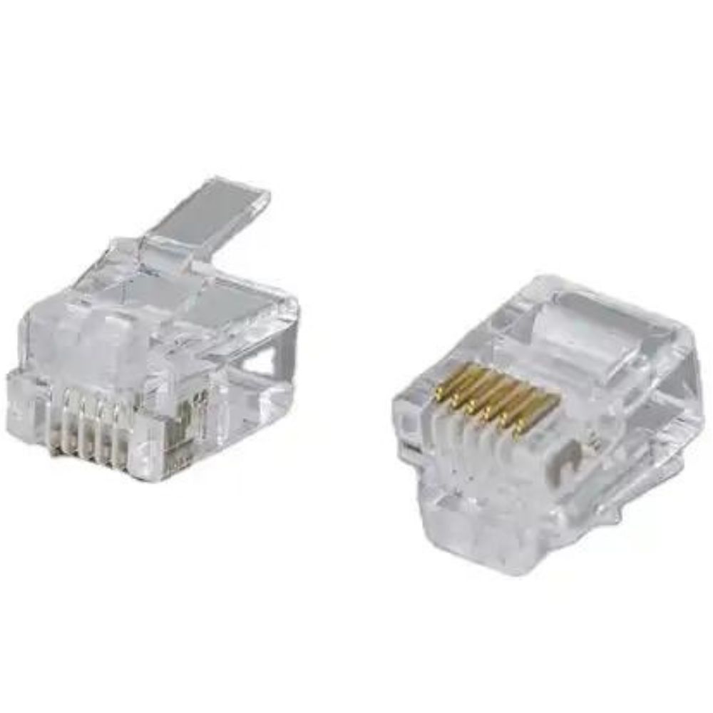 CONECTOR RJ12 6P6C MACHO PARA CABO 6 VIAS - RS COMPONENTES ELETRÔNICOS